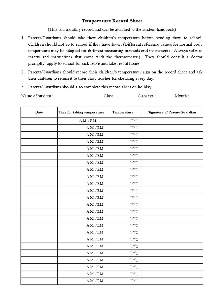 Temp Record | PDF | Fahrenheit | Temperature