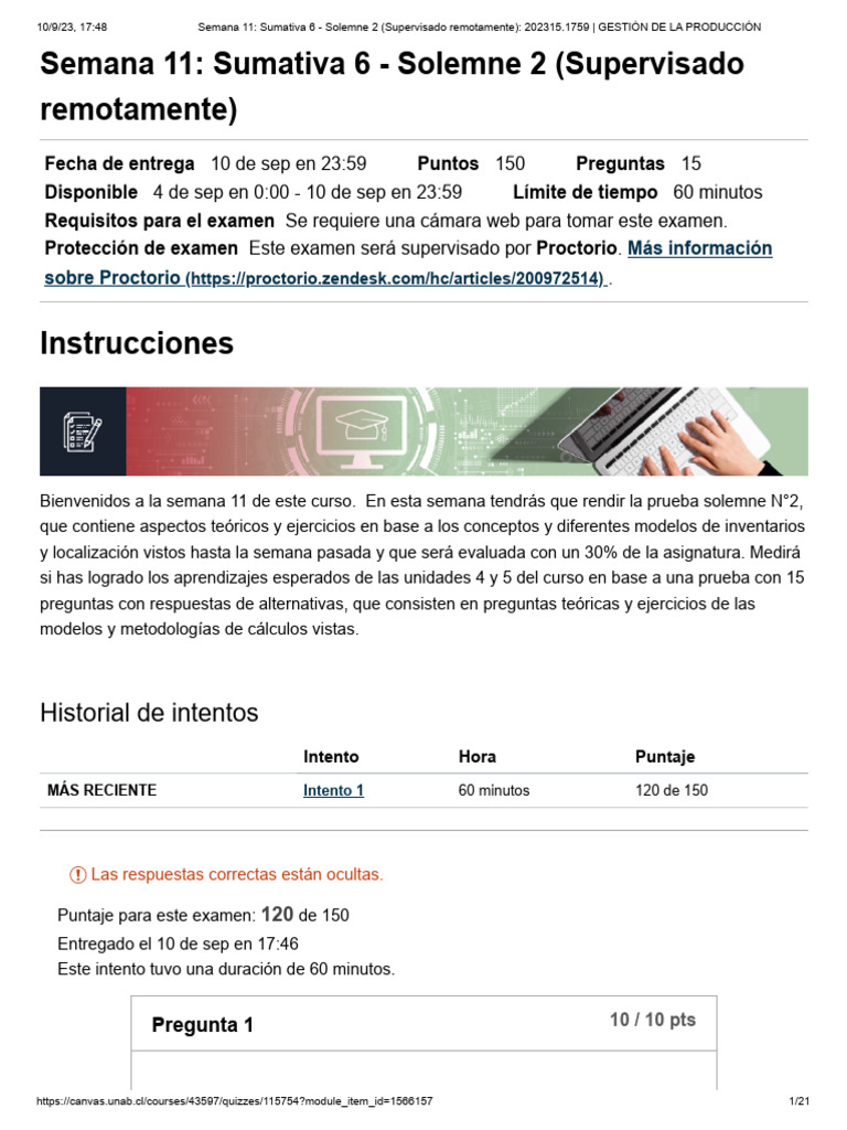 Semana 11 Sumativa 6 Solemne 2 Supervisado Remotamente 202315.1759 GESTIO N DE LA PRODUCCIO ...