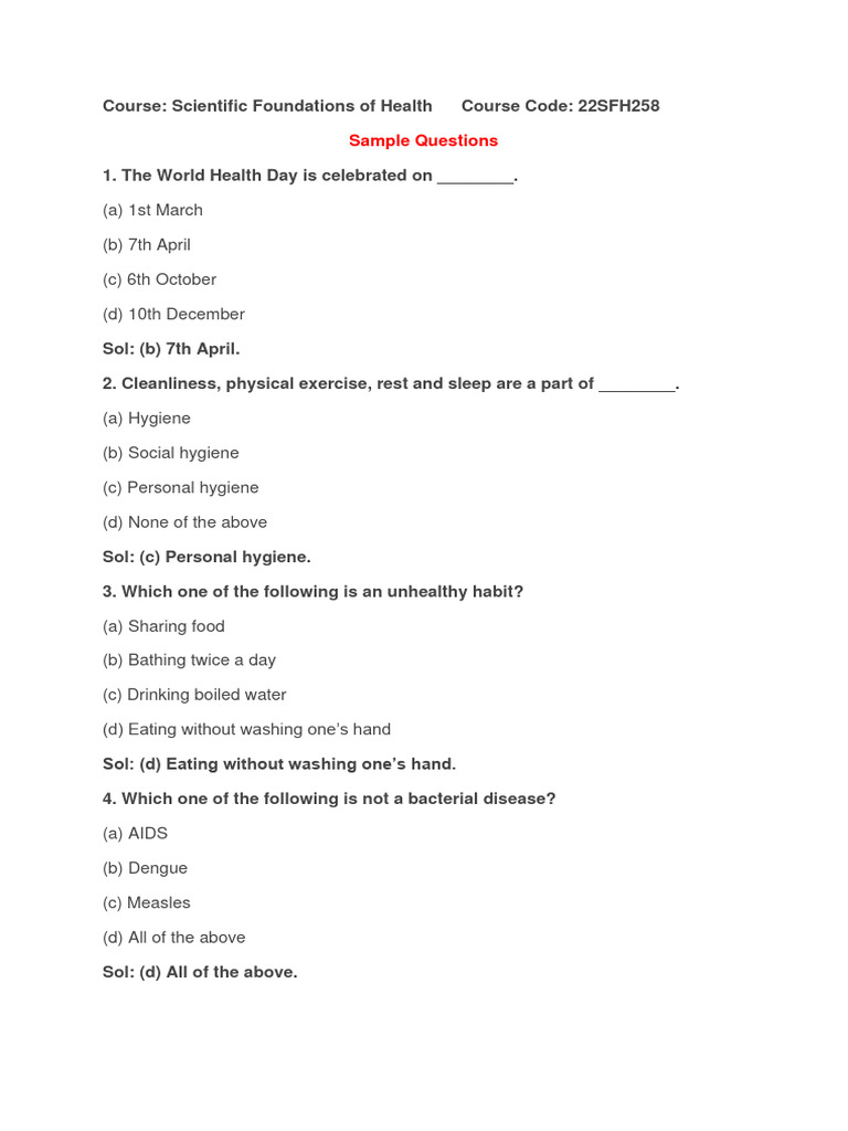 SFH Sample Question Sets IA1 | PDF | Obesity | Stress (Biology)