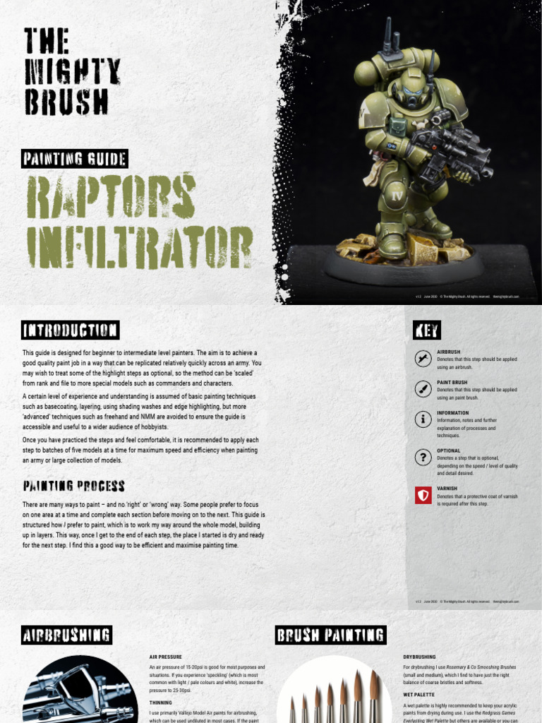 The Mighty Brush Painting Guide Raptors Infiltrator v1 2 1mrj8r | PDF | Color | Acrylic Paint