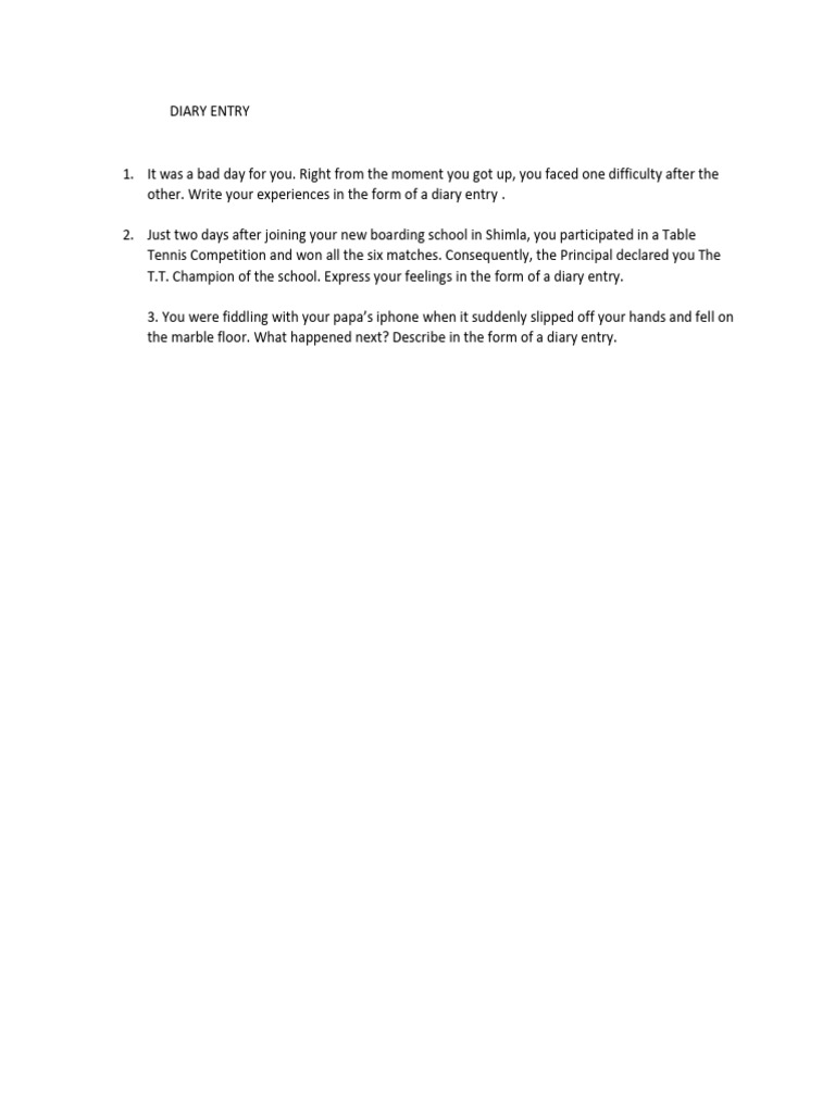 Diary Entry | PDF | Sports & Recreation | Games & Activities