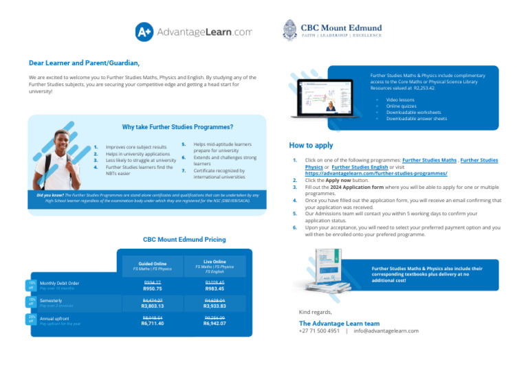 How To Apply To Advantage Learn FS Mathematics | PDF