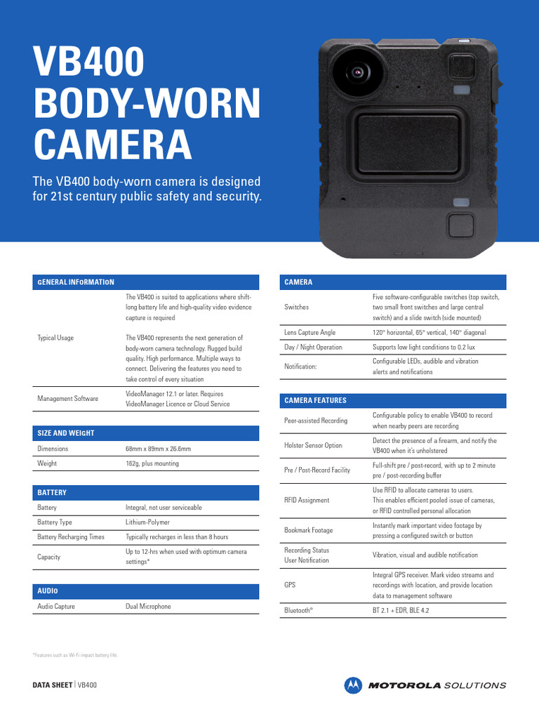 vb400 Datasheet AUS | PDF | Camera | Wi Fi
