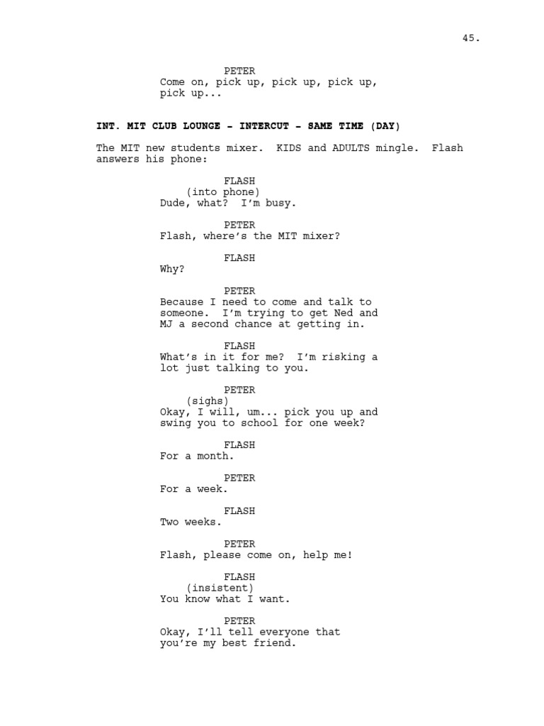 Spider Man No Way Home Read The Screenplay | PDF