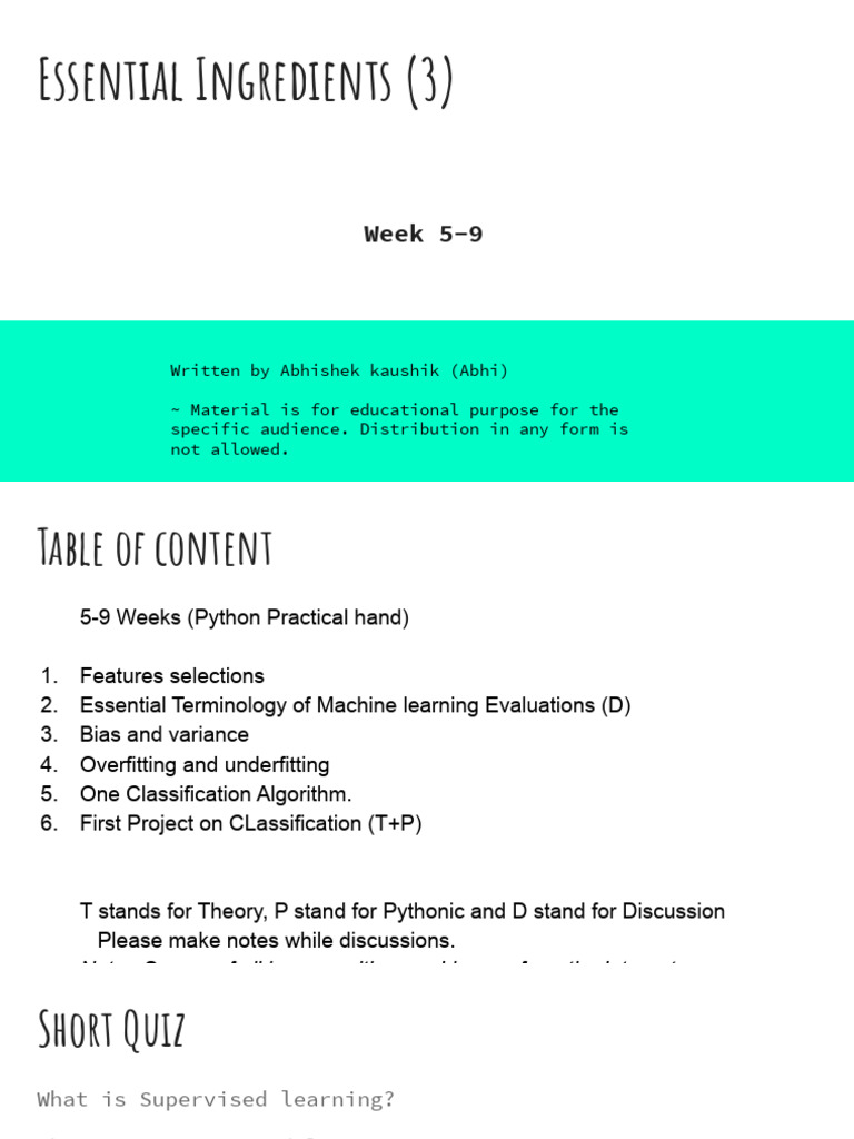 Machine learning Feature__ Week 5-8 | PDF | Cross Validation (Statistics) | Machine Learning