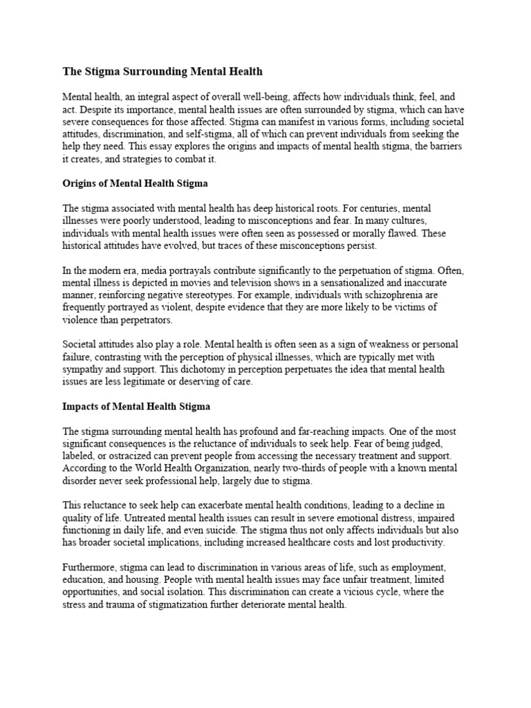 The Stigma Surrounding Mental Health | PDF | Social Stigma | Mental Health