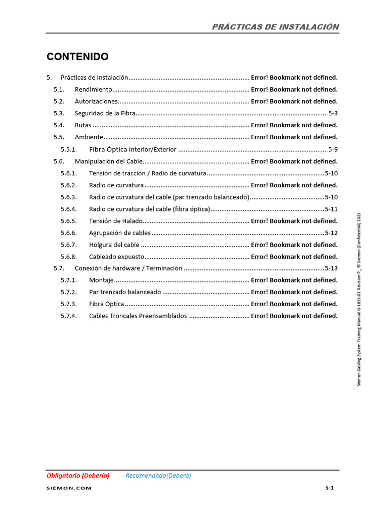 Ci Manual Capitulo 5 Practicas de Instalación | PDF | Fibra óptica | Color