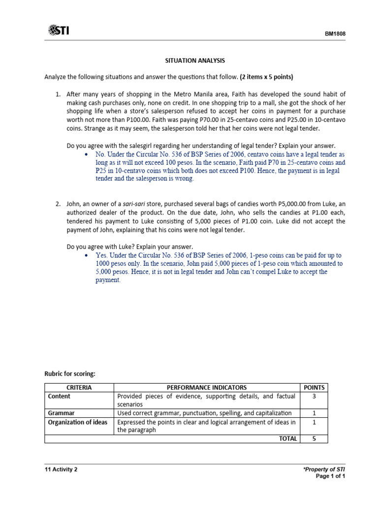 11 Activity 2 | PDF | Legal Tender | Currency