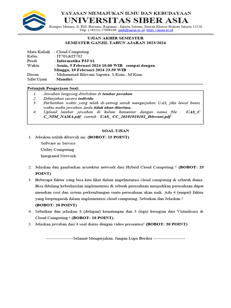 UAS - Cloud Computing | PDF | Seni