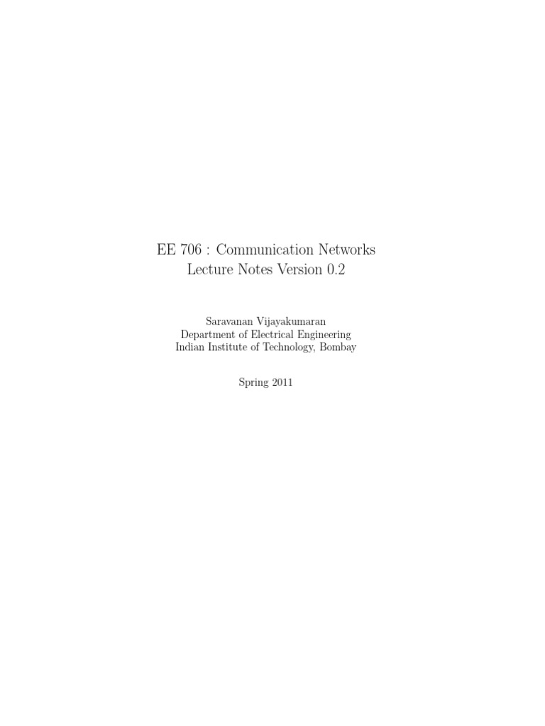 Ee 706 Lec Notes | PDF | Telecommunications | Computer Network