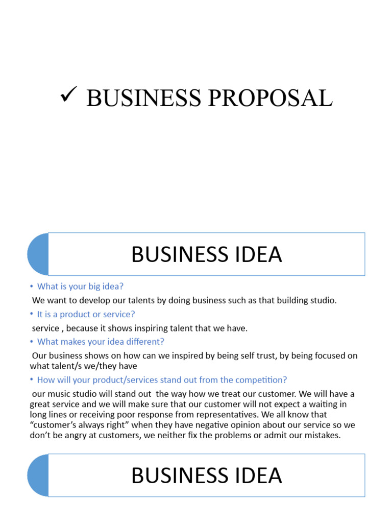 Music Studio Business Proposal | PDF | Career & Growth