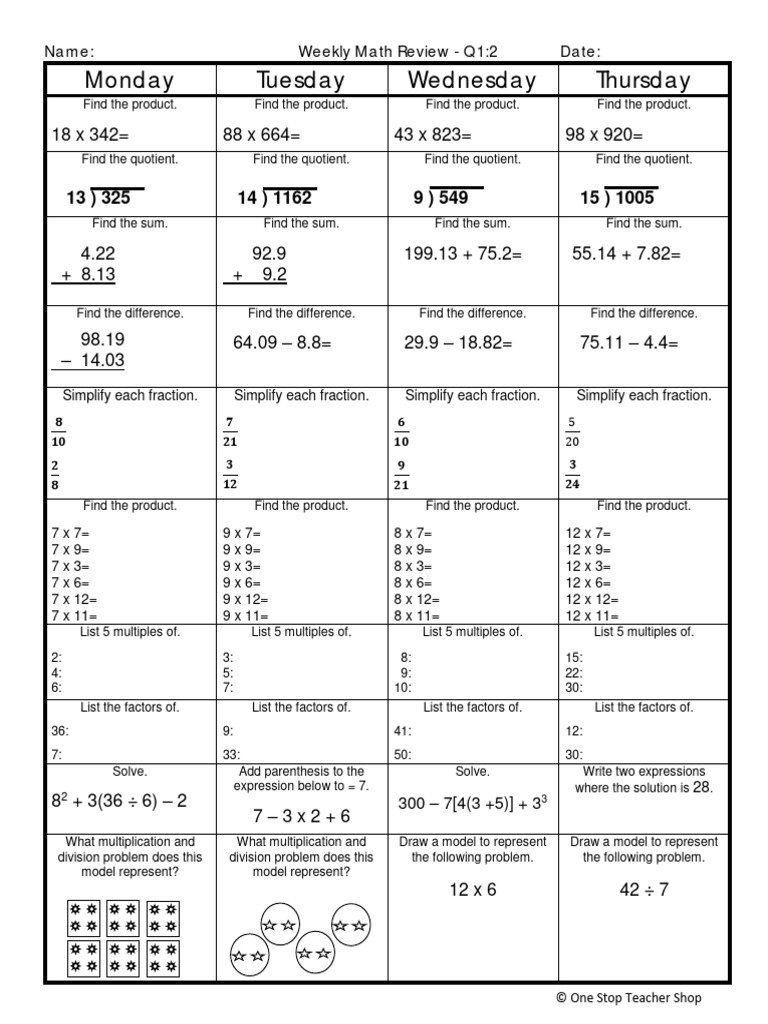 2 Math Review Q1 (Mult & Divide Whole Num) | PDF | Mathematics | Arithmetic