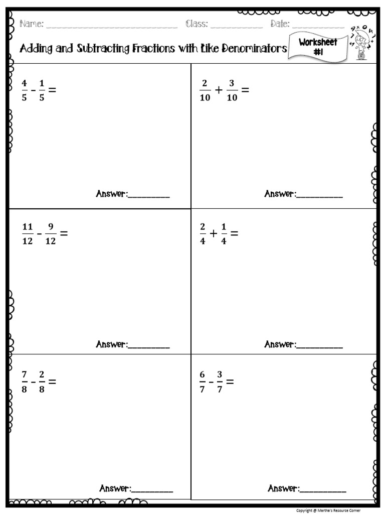 Add and Subtract Fractions With Like Denominators | PDF | Arithmetic ...