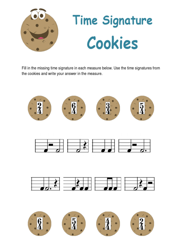 Time Signature Cookies Worksheet | PDF