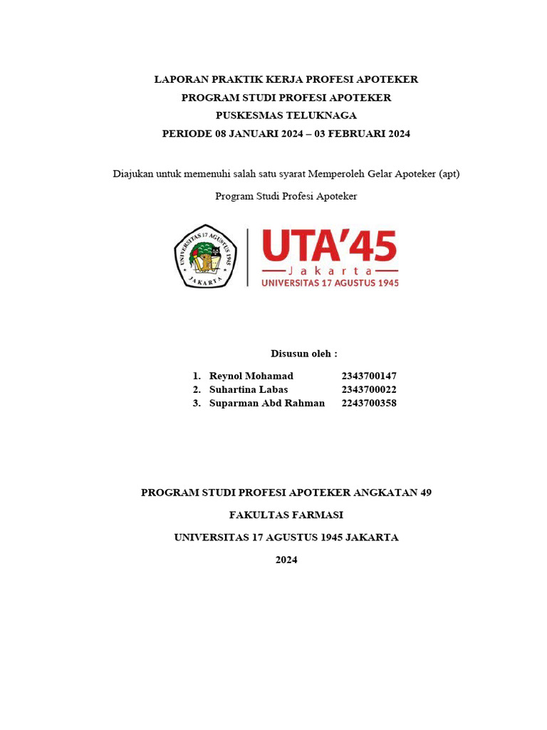 Laporan Pkpa Puskesmas Teluknaga Fix Pdf