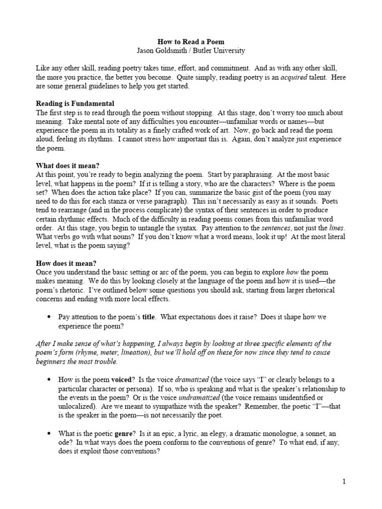 How+to+Read+a+Poem | PDF | Poetry