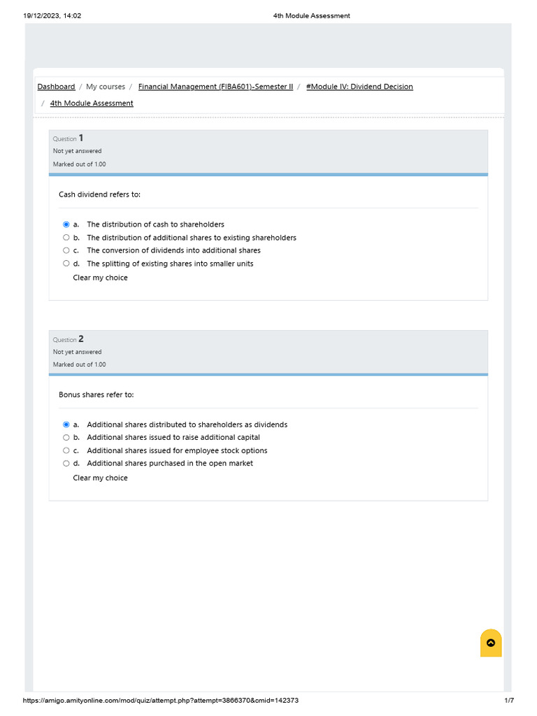 FM 4th Module (30 Marks) (1) | PDF | Dividend | Stocks