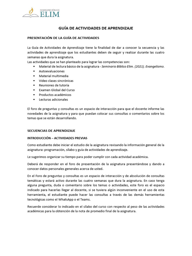 GUÍA DE ACTIVIDADES DE APRENDIZAJE | PDF | Modificación de comportamiento | Aprendizaje