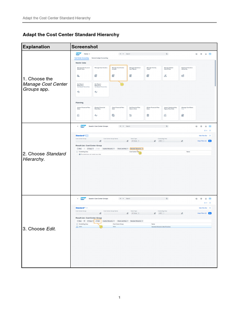Cost Center Hierarchy Setup Guide | PDF | Finance & Money Management