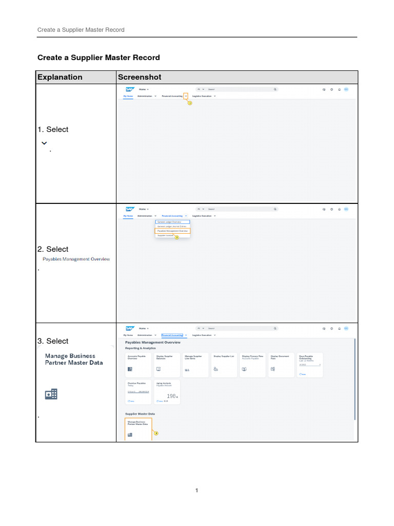 Create A Supplier Master Record | PDF | Computing