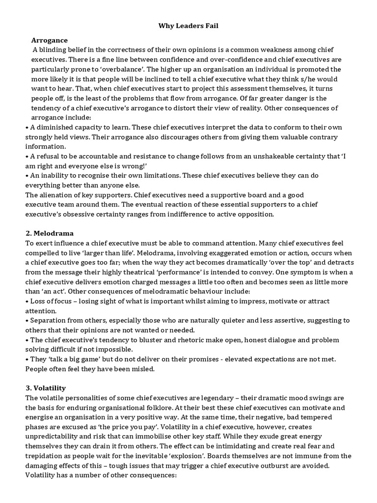 Why Leaders Fail | PDF | Perfectionism (Psychology) | Psychology