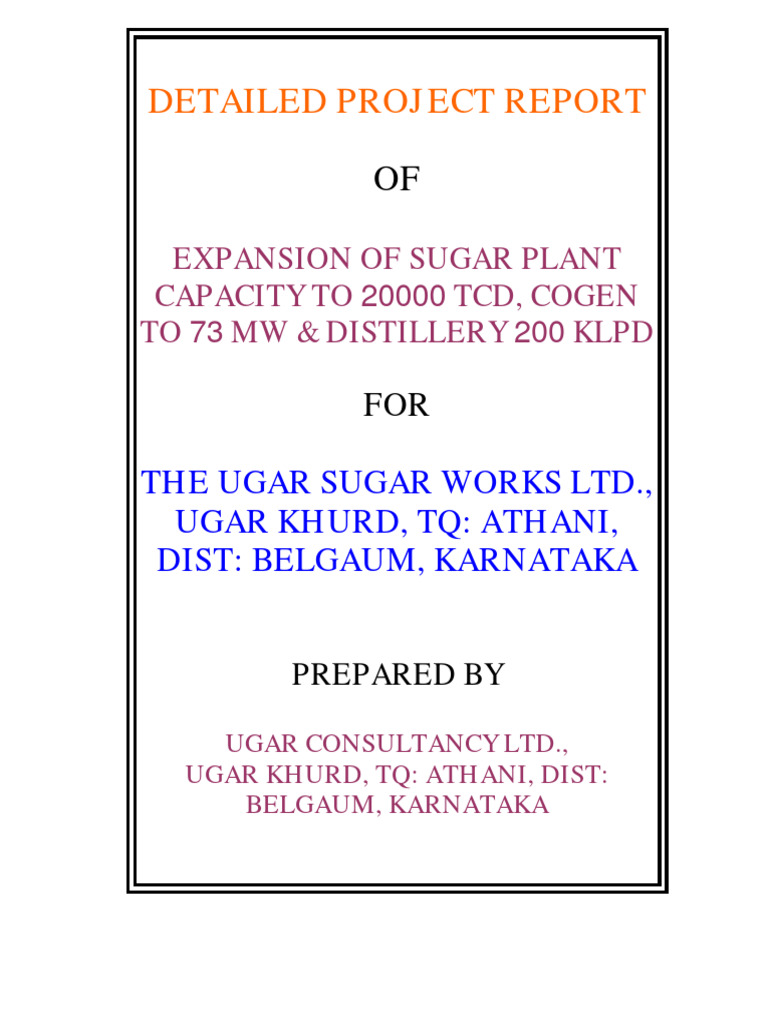 Ugar Sugar Works Expansion Project Report | PDF | Sugarcane | Cogeneration
