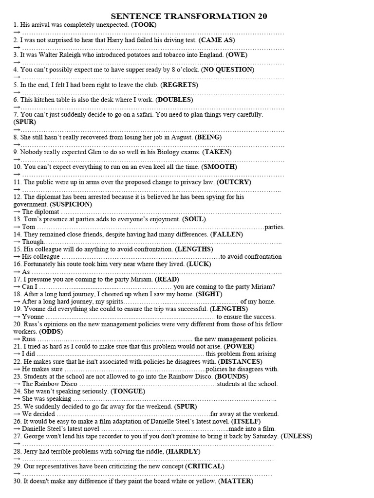 Sentence Transformation 20 | PDF