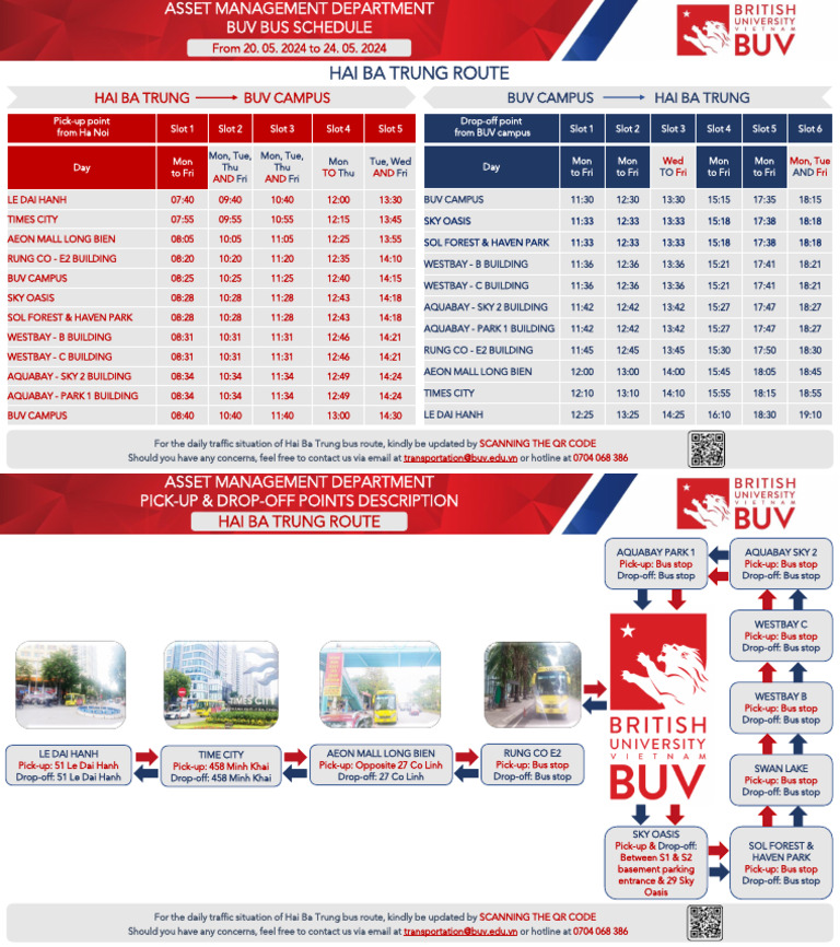 Hai Ba Trung Bus Route Schedule - 20.05.2024 - 24.05.2024 | PDF