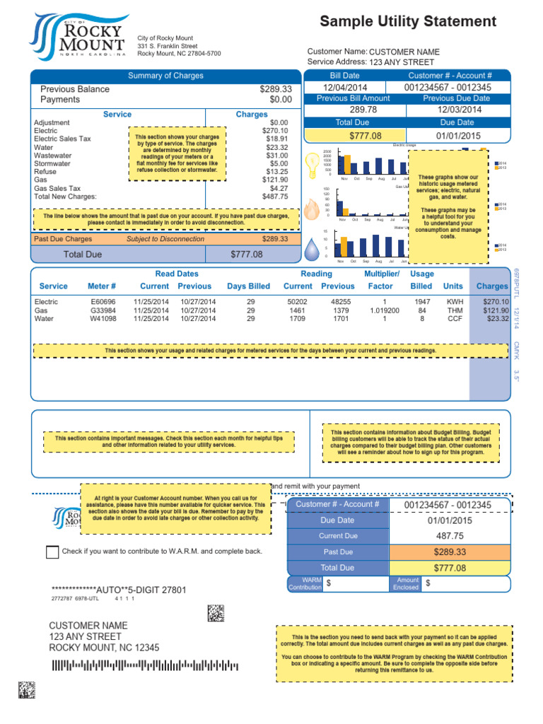 Utility Statement Sample Utility Statement City of | PDF | Economies ...