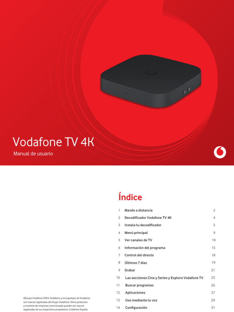 Guía de Vodafone TV 4K y Mando | PDF | Hdmi | Televisión