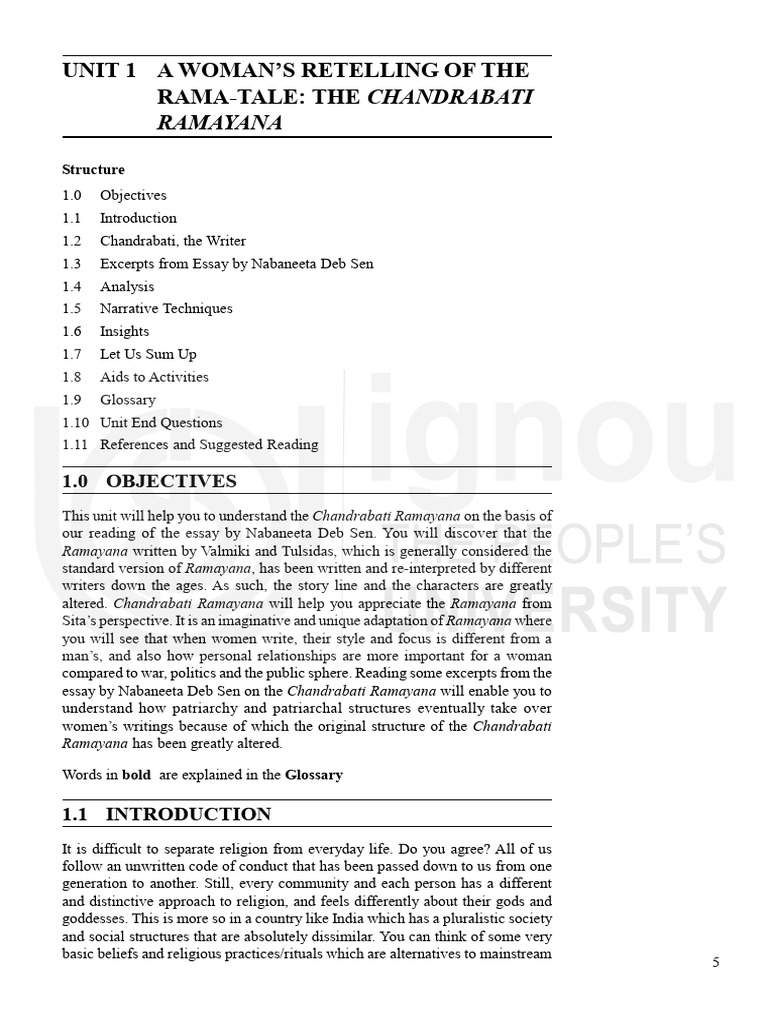 B-4Unit 1 | PDF | Sita | Rama