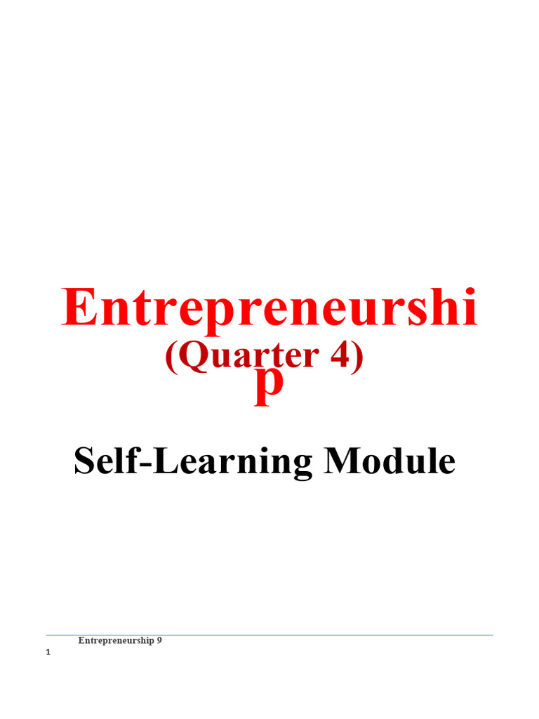 Entrep 9 Q4 Module | Download Free PDF | Entrepreneurship | Marketing