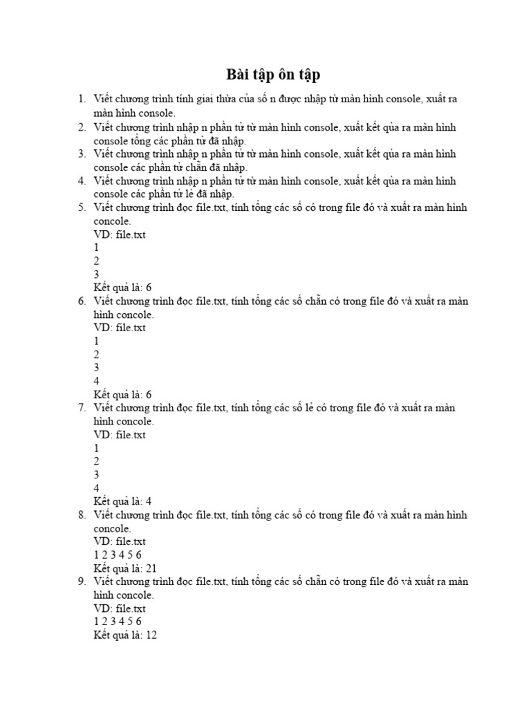 Bai Tap On Tap Java | PDF