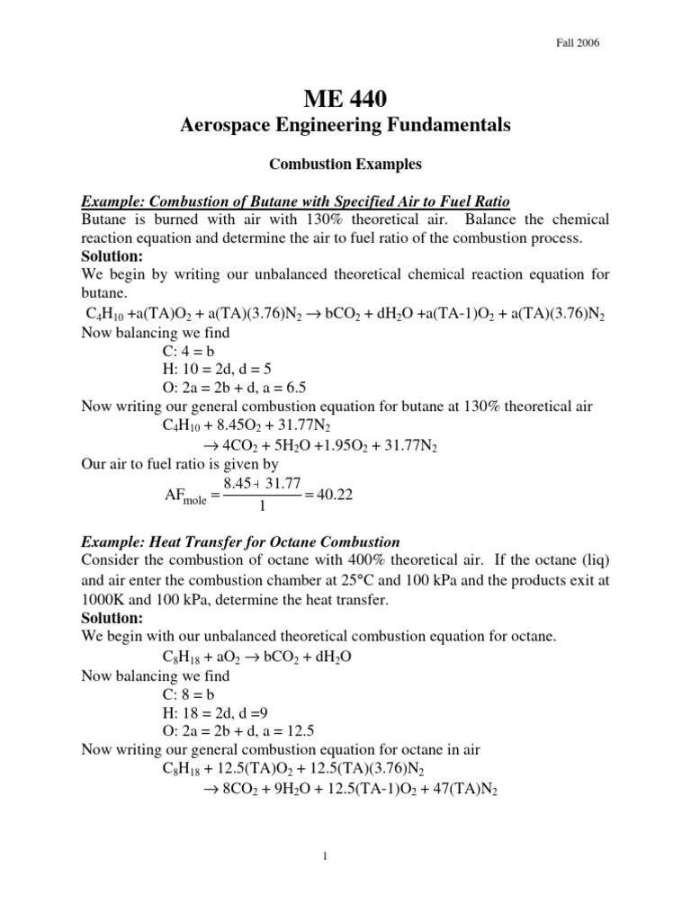 Combustion Examples | PDF | Combustion | Propane
