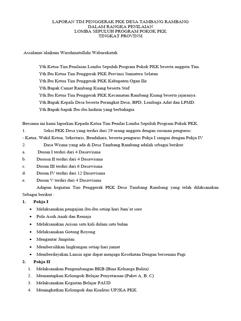 2 Profil 10 Program PKK Tambang Rambang | PDF