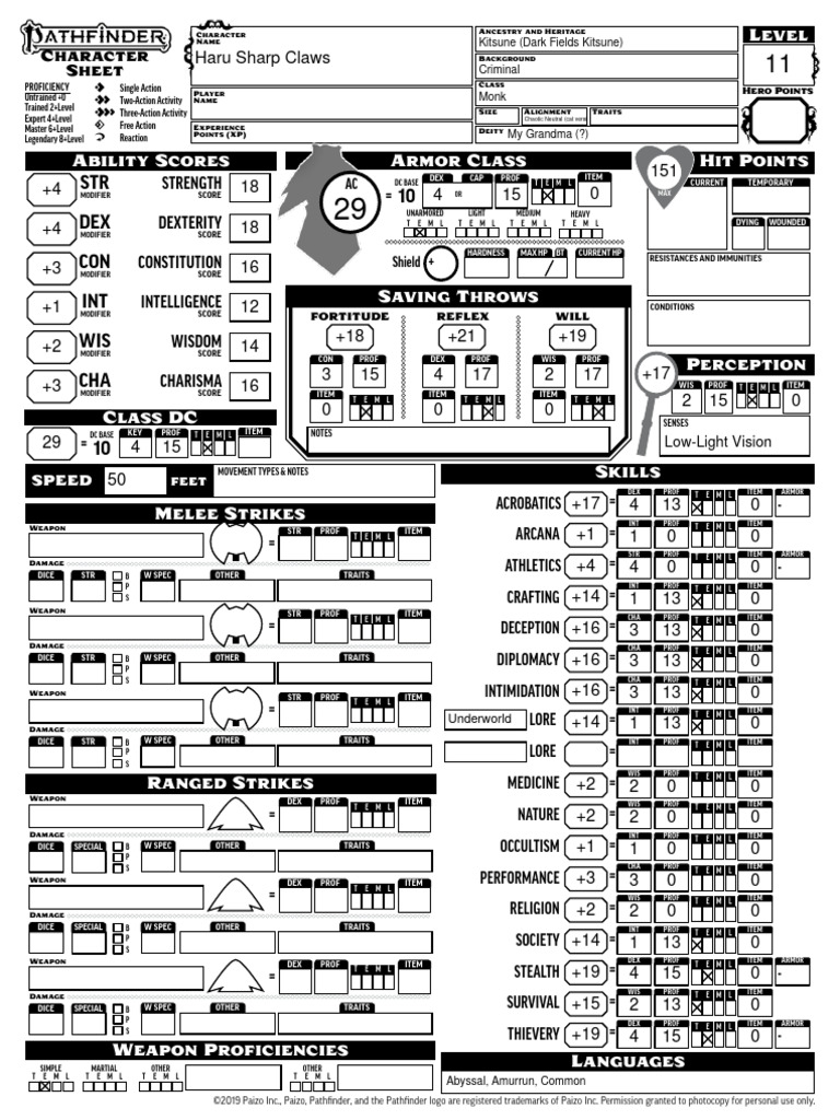Character Sheet | Download Free PDF | D20 System | Role Playing Video Games