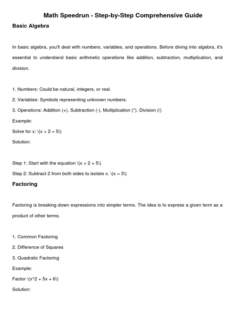 Math Speedrun Guide Step by Step | PDF Math Speedrun Guide Step by Step | PDF