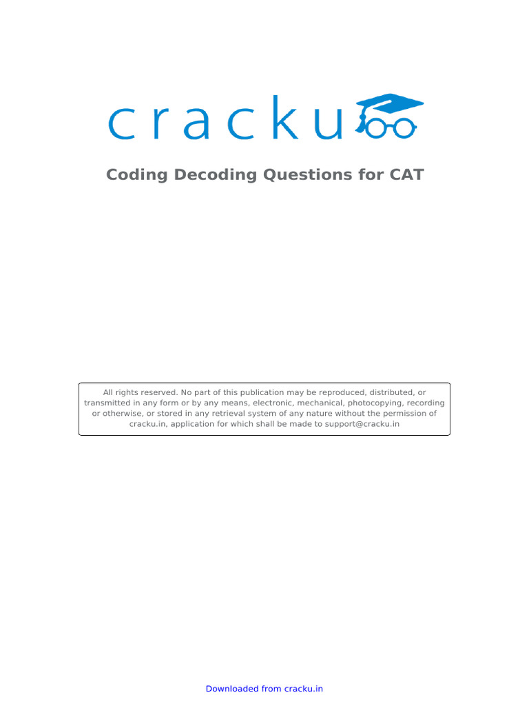 Coding Decoding Questions For CAT | PDF | Computing | Encodings Coding Decoding Questions For CAT | PDF | Computing | Encodings
