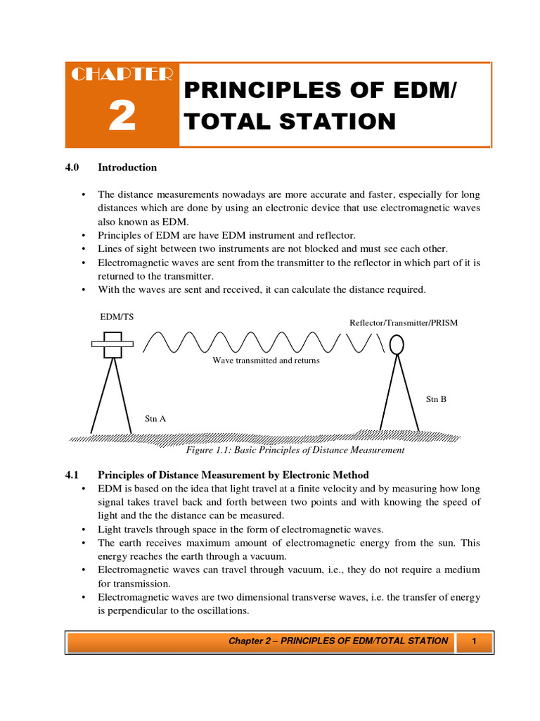Chapter 2 - Principles of Edm, Total Station | PDF | Waves | Surveying