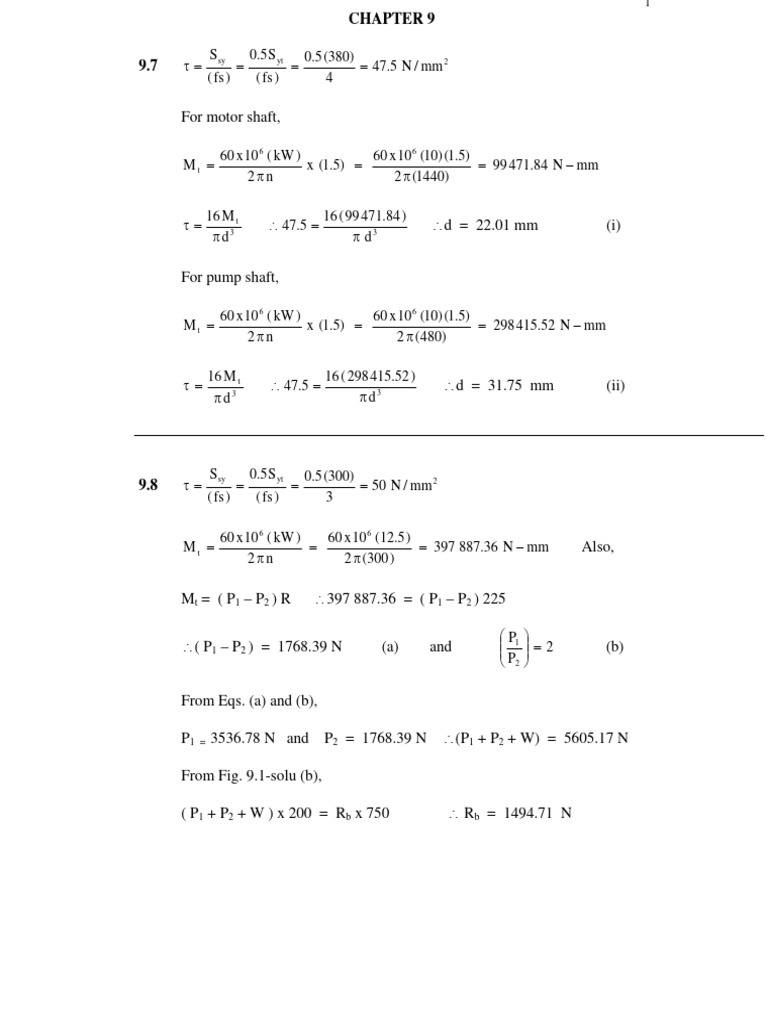 Design of Machine Elements - Solutions | PDF | Mechanical Engineering ...