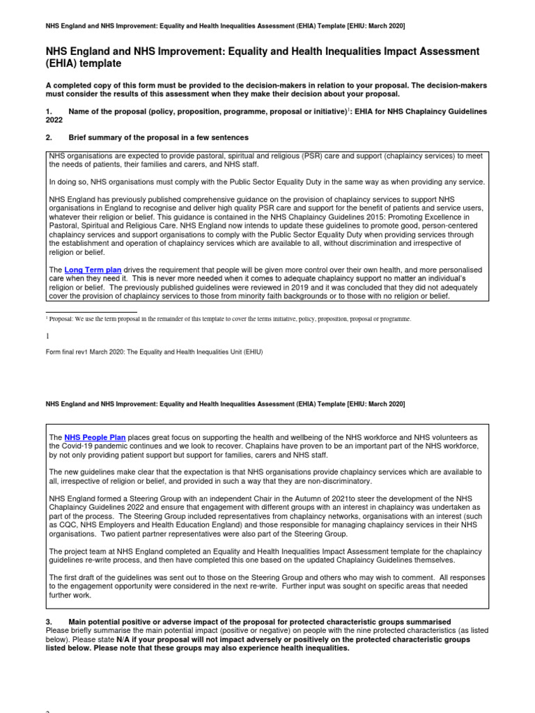 NHS England and NHS Improvement Equality and Health Inequalities Impact ...