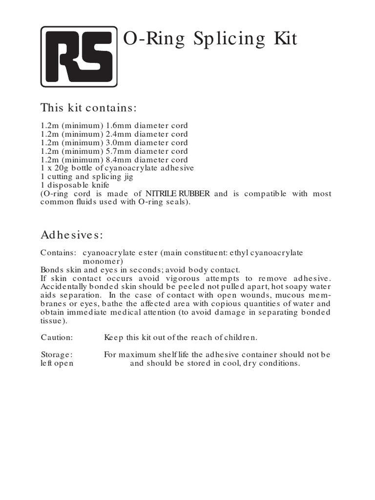 O-Ring Splicing Kit | PDF | Adhesive