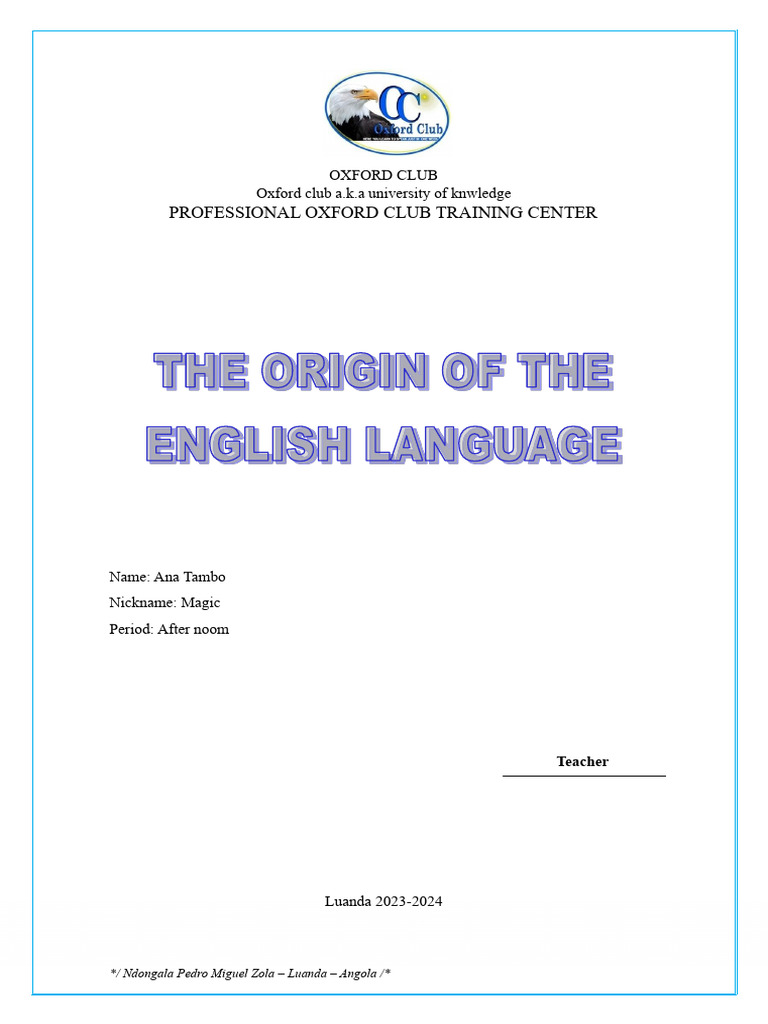 THE ORIGIN OF THE ENGLISH LANGUAGE | PDF | English Language | Ethnicity