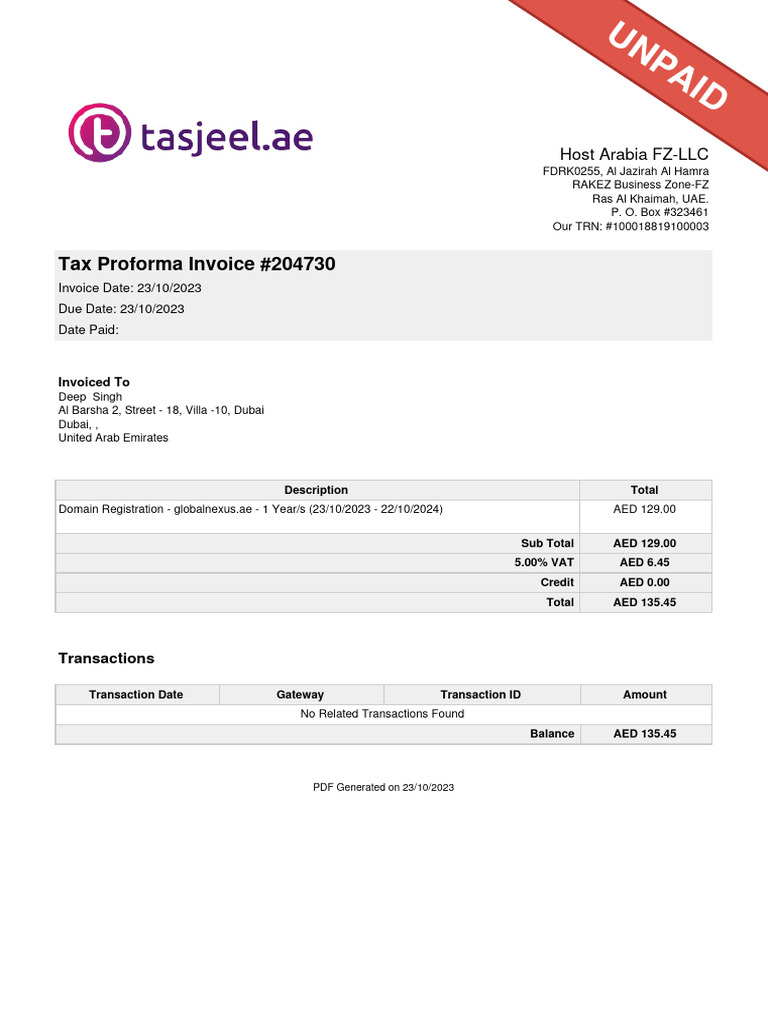 Invoice-204730 | PDF | United Arab Emirates | Payments