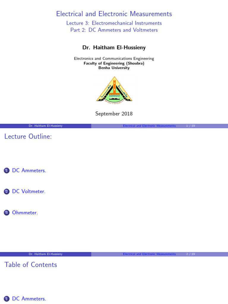 Lecture3 ElectromechanicalDevices 2 | PDF | Voltage | Electrical Resistance And Conductance