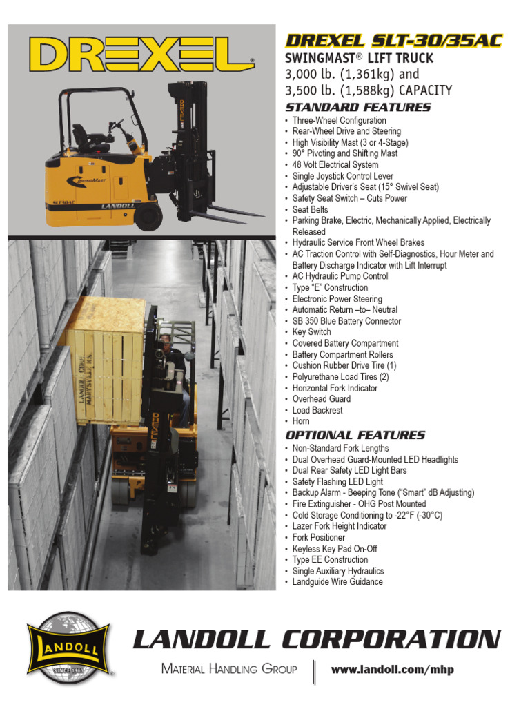 2016 Printable Landoll Drexel SLT30 35AC Forklift Spec010716 | PDF ...