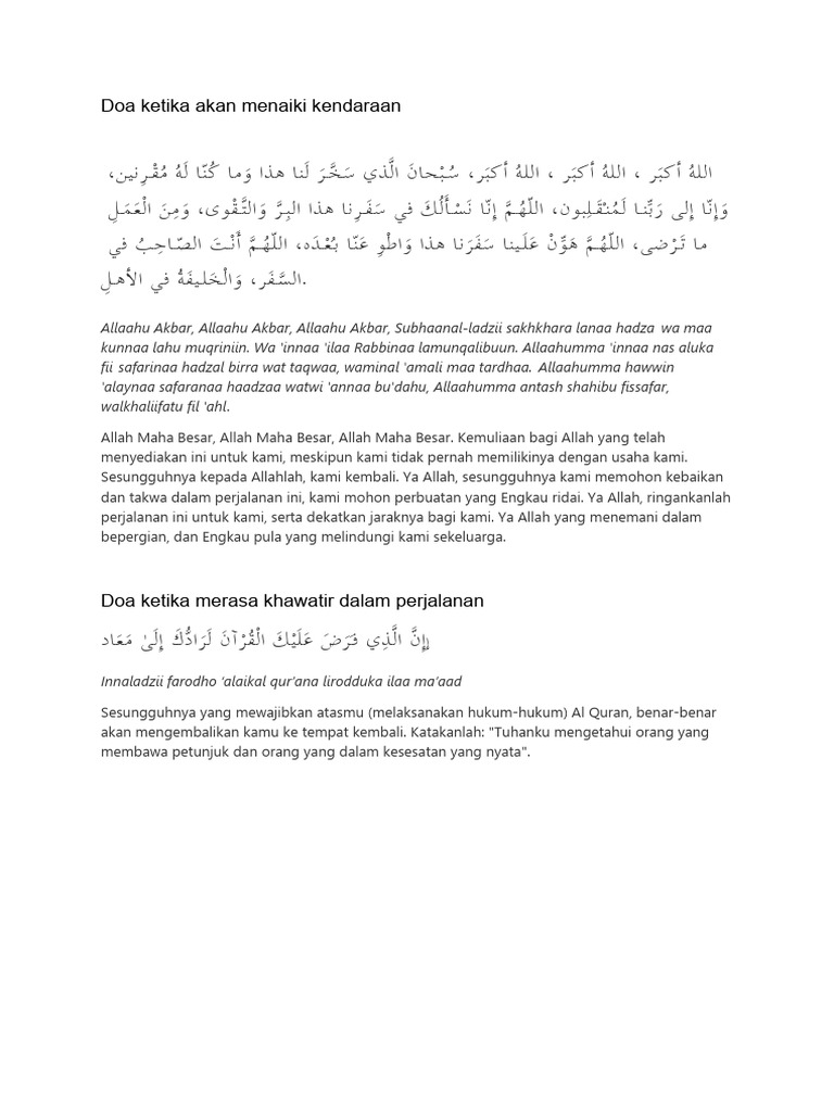 Doa Perjalanan dan Tata Cara Shalat | PDF | Kajian Bahasa Asing | Agama ...