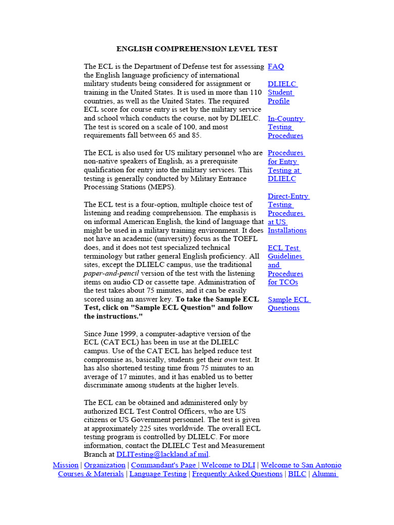 English Comprehension Level Test Compress | PDF | Test Of English As A ...