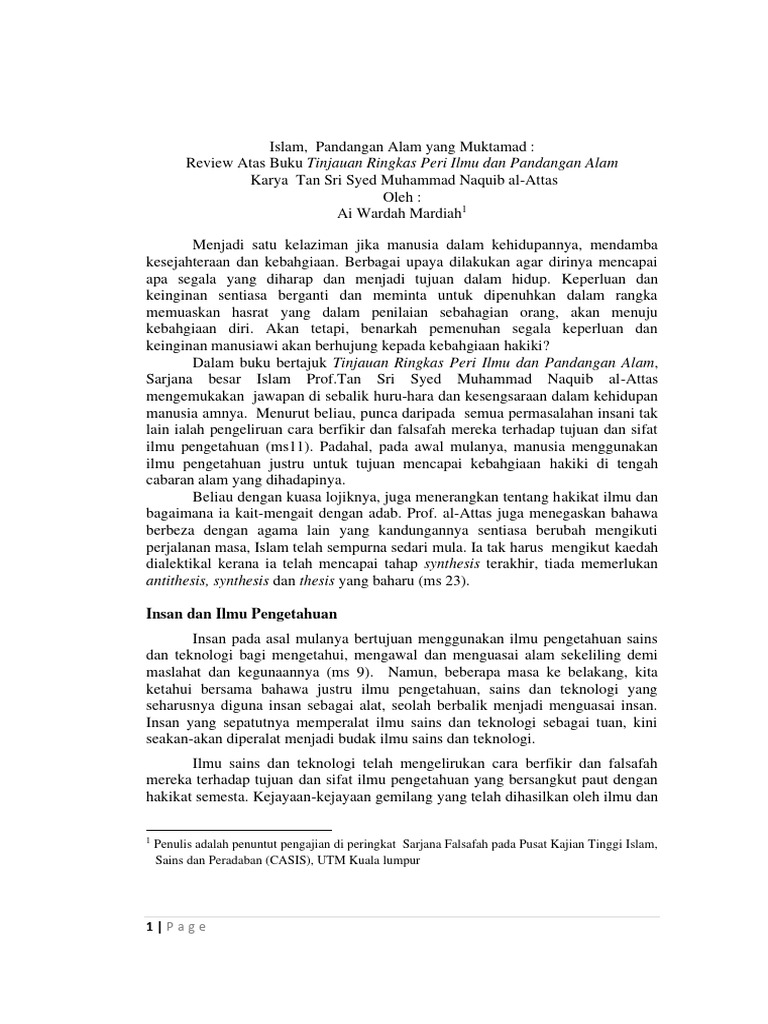 Tinjauan Ilmu dan Pandangan Alam Islam | PDF | Ilmu Sosial | Filsafat