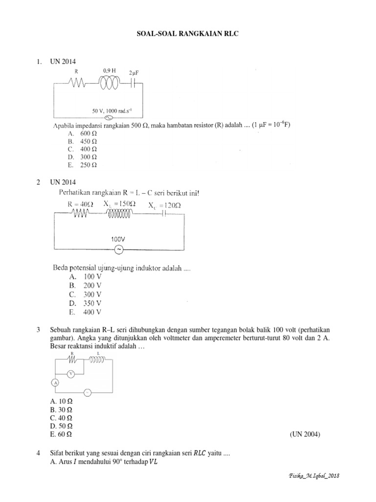 Soal Rangkaian RLC dan Responnya | PDF | Metode & Bahan Ajar | Sains ...